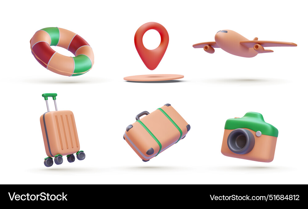 Set of decorative tour elements in realistic Vector Image