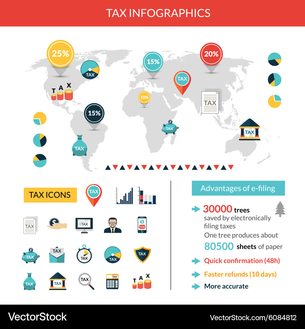 Tax infographics set Royalty Free Vector Image