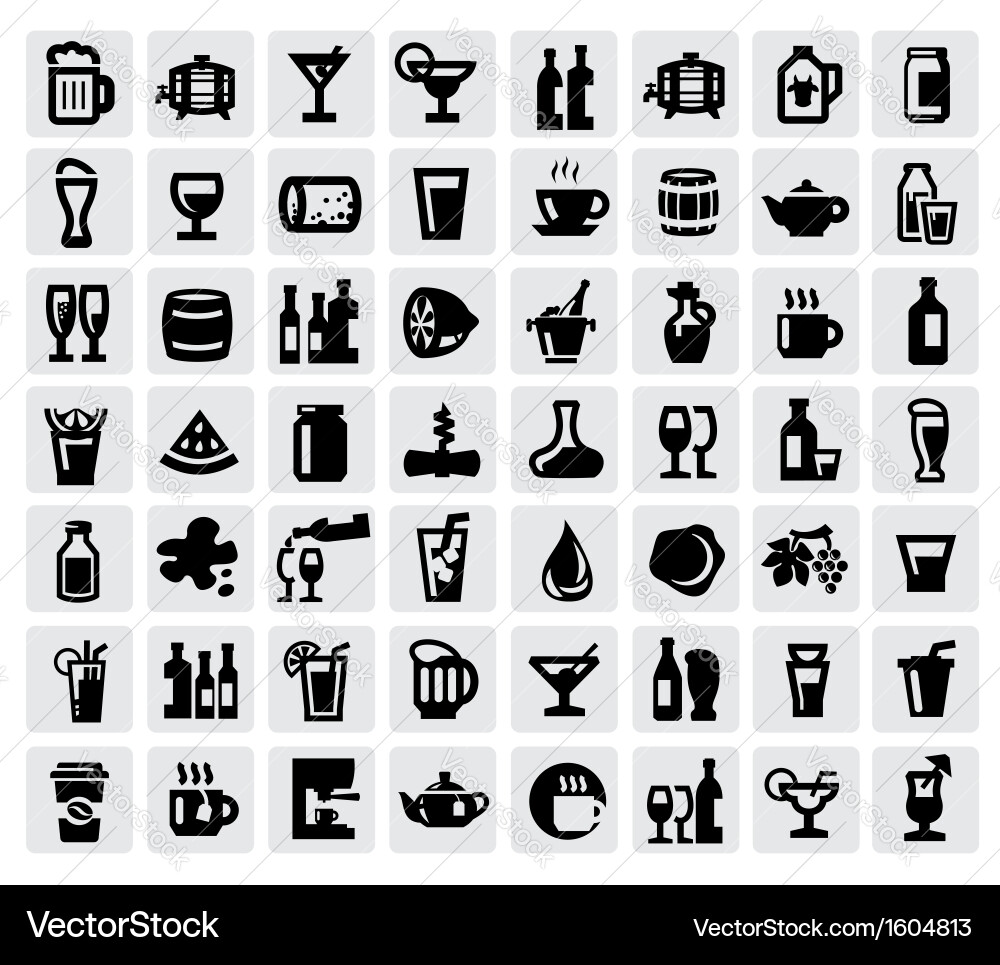 Beverage icons Royalty Free Vector Image - VectorStock