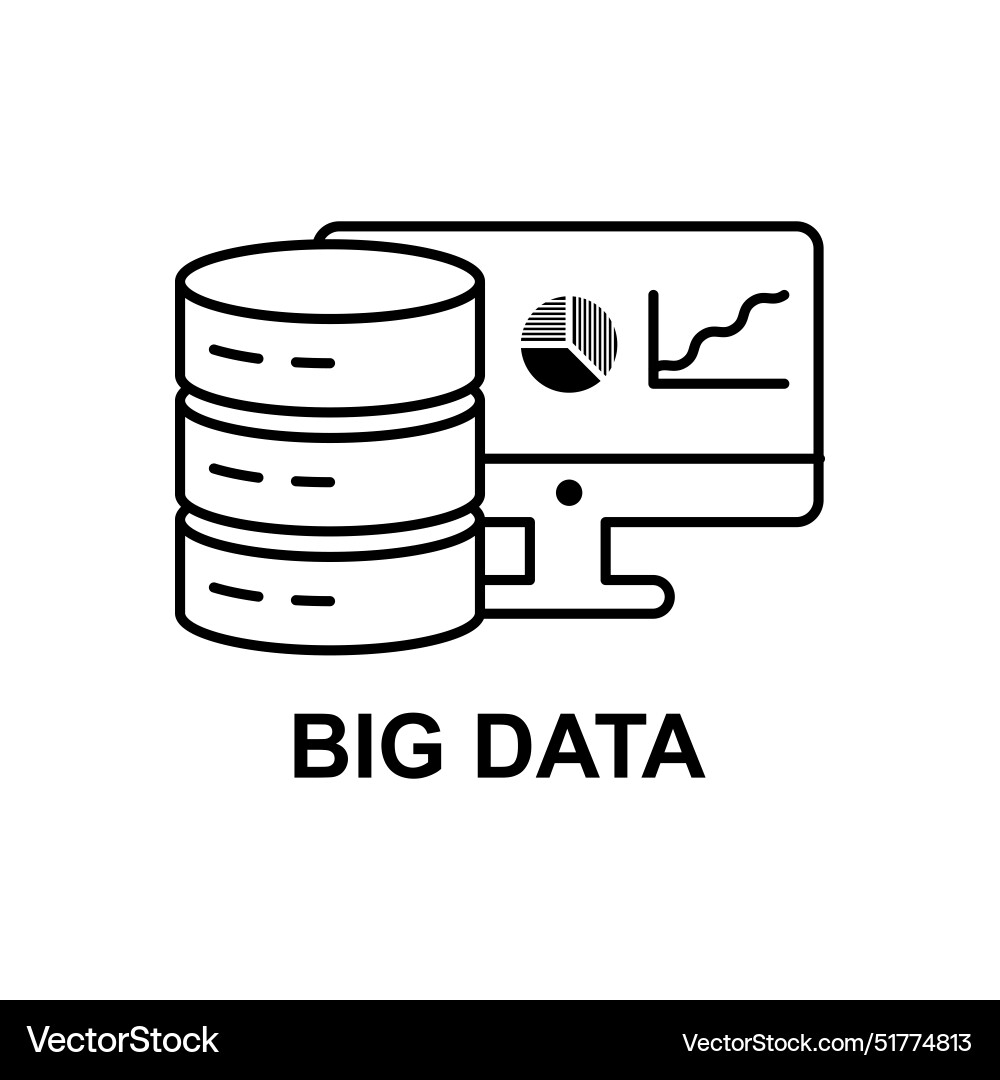 Big Data Framework Line Icon Concept Royalty Free Vector