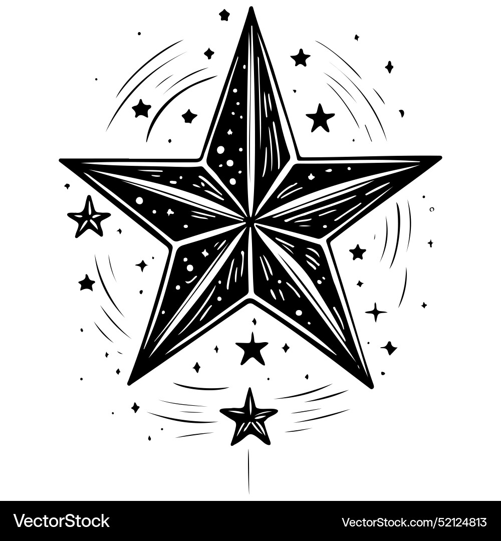 Cartoon free star ink hand drawn line Royalty Free Vector