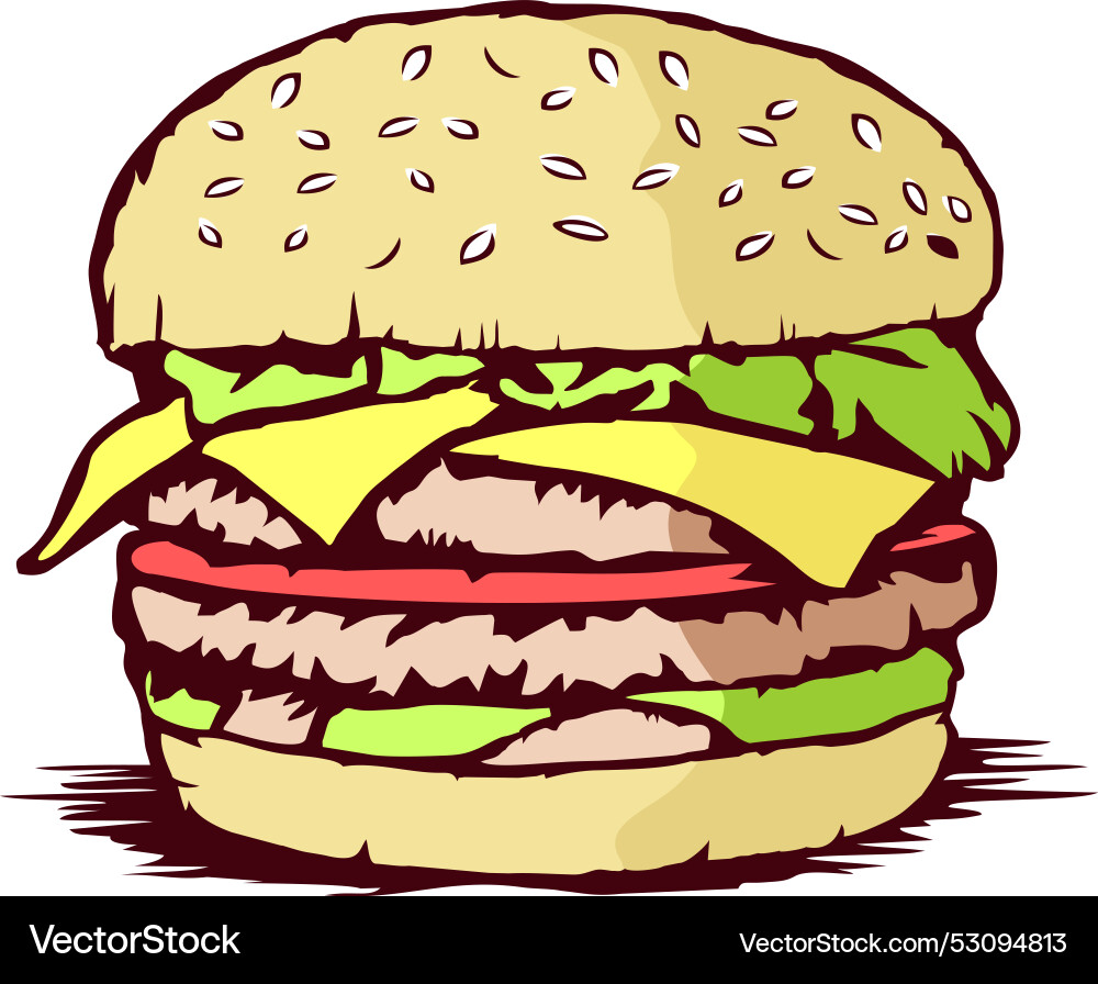 Classic hand drawing burger Royalty Free Vector Image