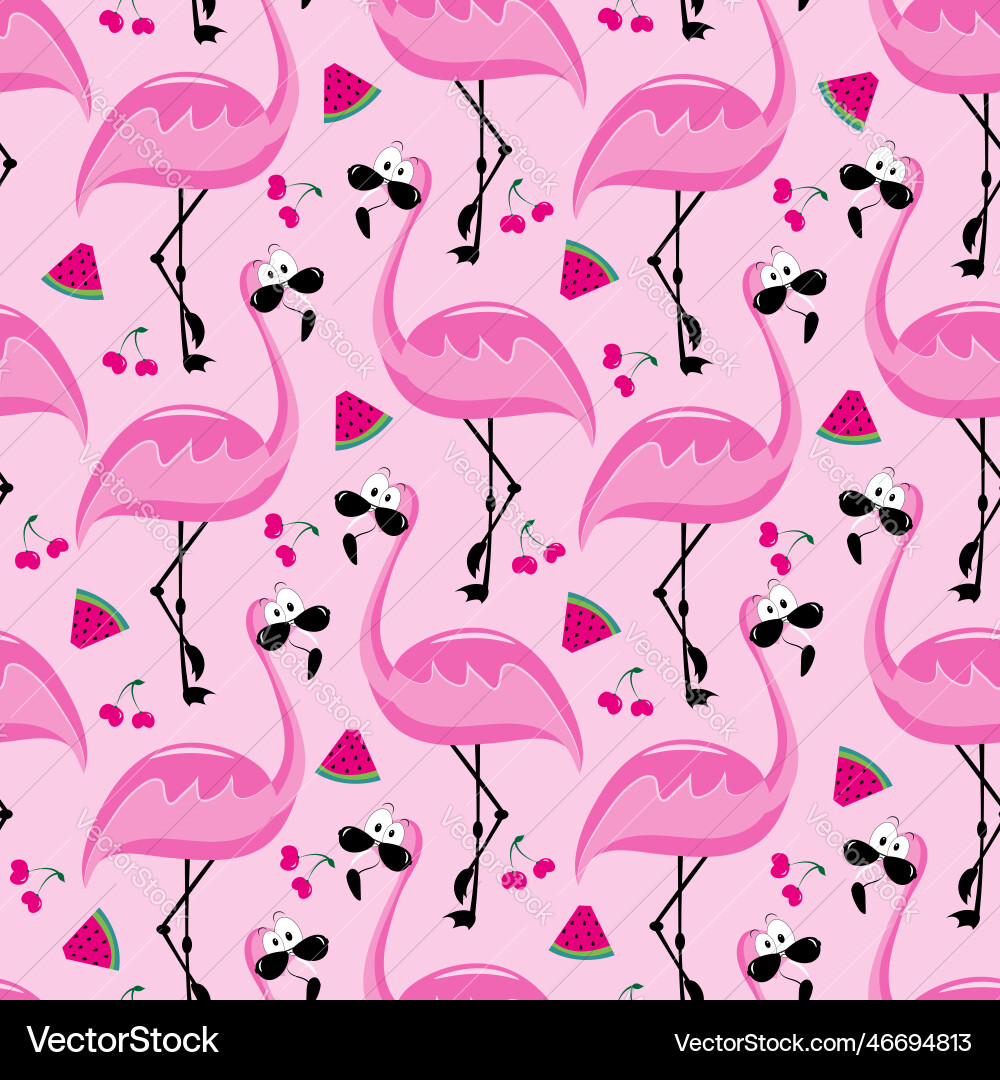 Cool flamingos seamless pattern Royalty Free Vector Image