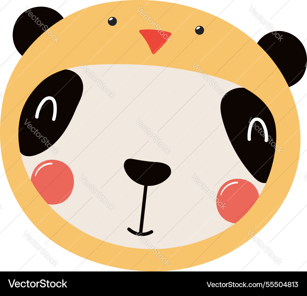 Cute panda face in chick hat easter character Vector Image