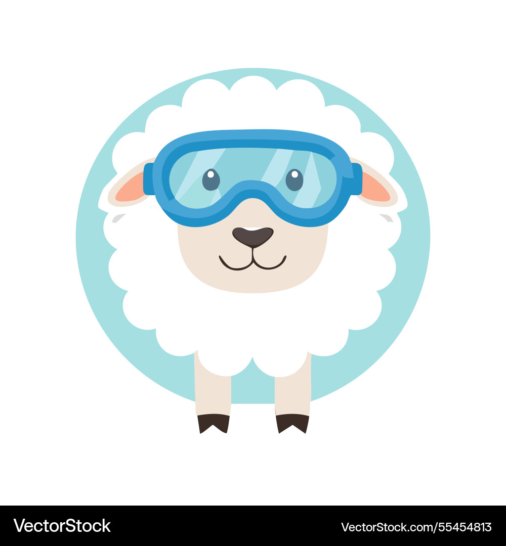 Cute sheep with goggles Royalty Free Vector Image