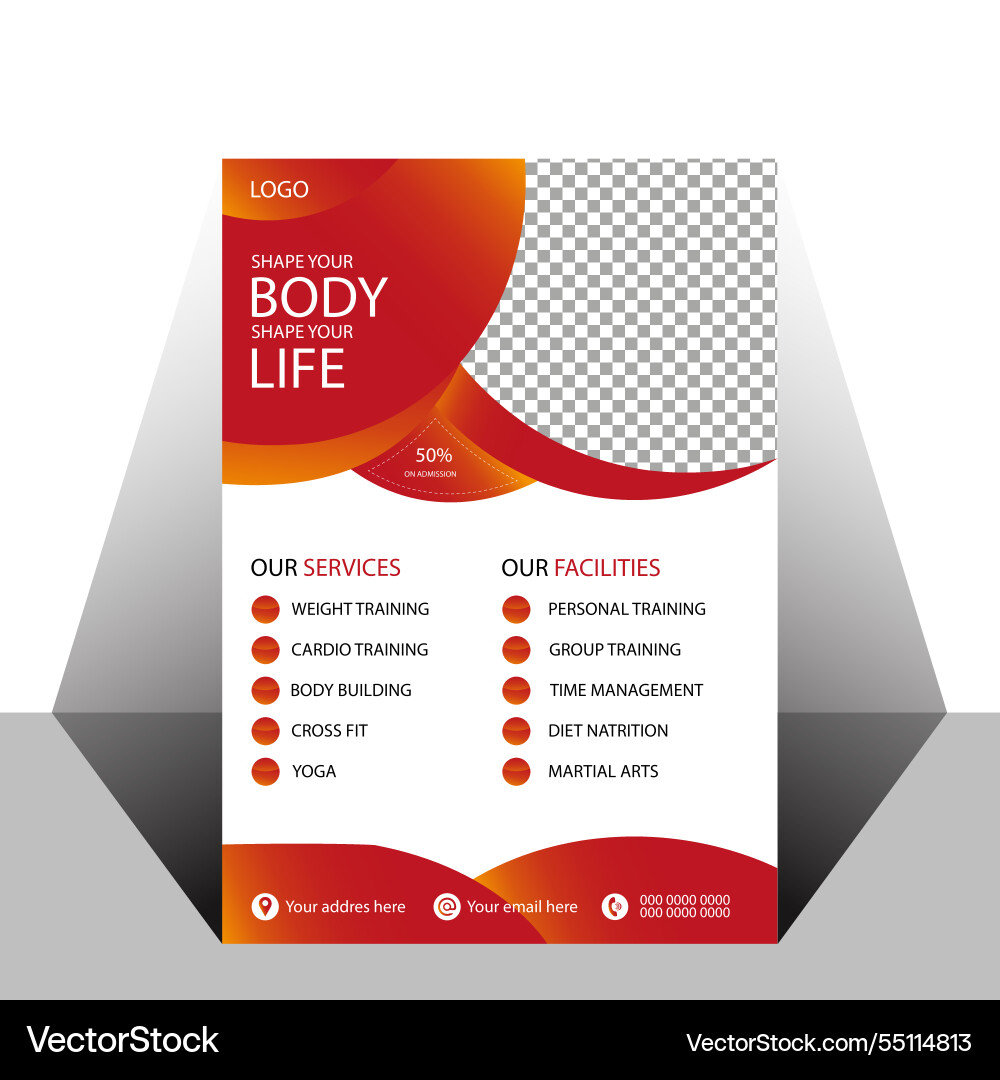 Fitness trainer flyer template poster design Vector Image