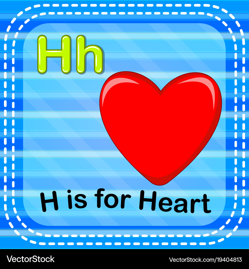 Flashcard letter h is for heart Royalty Free Vector Image
