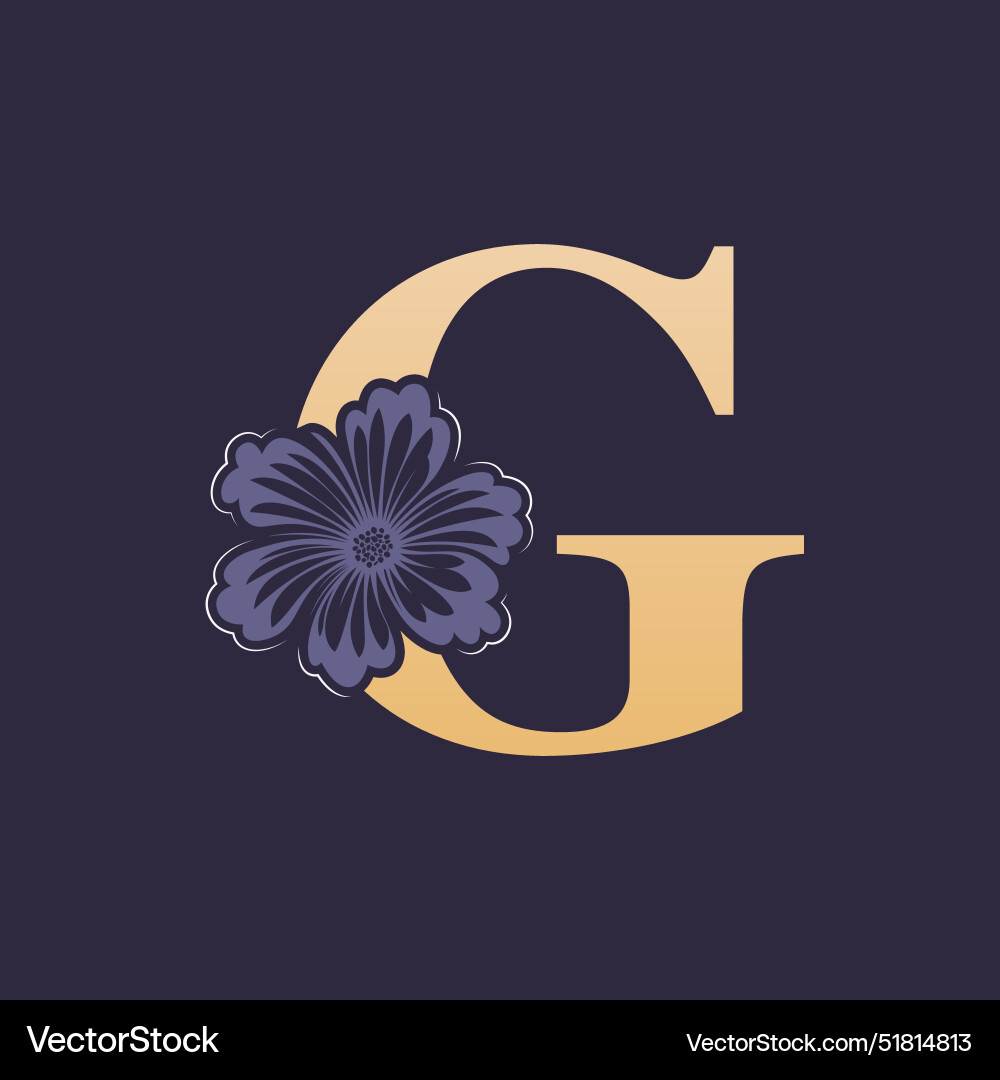 Floral alphabet g logo with flower initial letter Vector Image