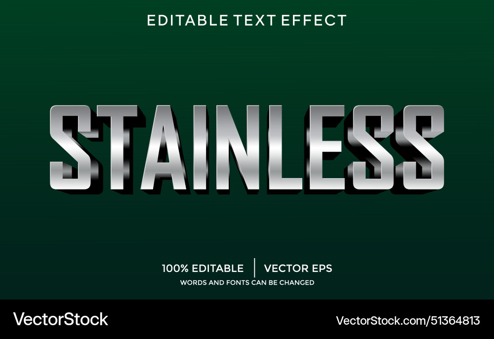 Stainless 3d text effect template Royalty Free Vector Image