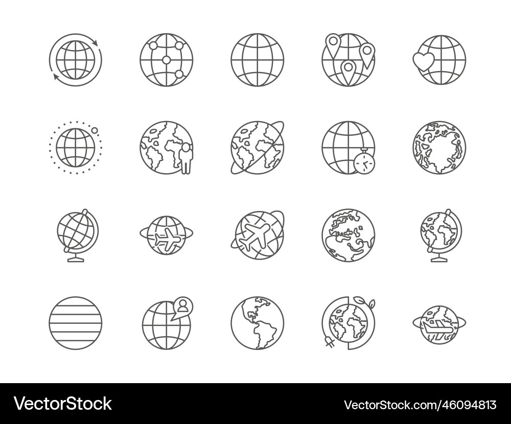 Weltkugel Erde Icons globale Karte oder Internet Vektorbild