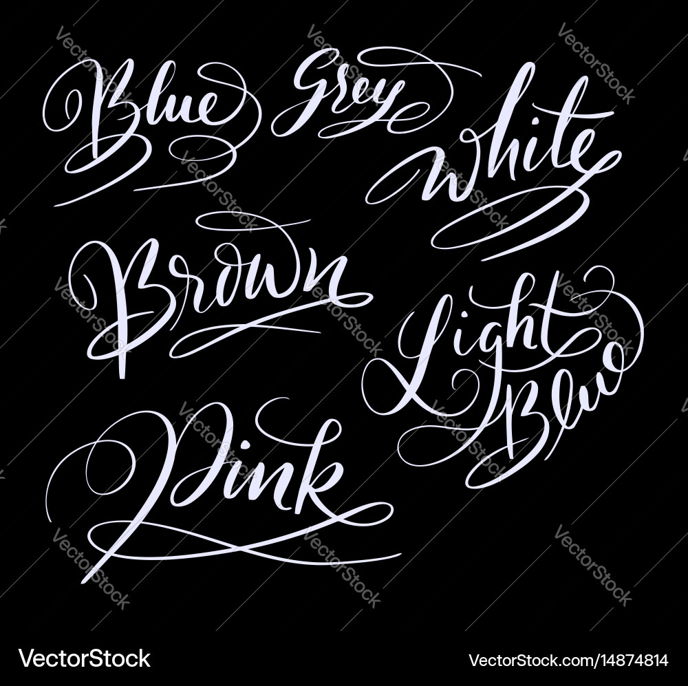 Blue color hand written typography Royalty Free Vector Image