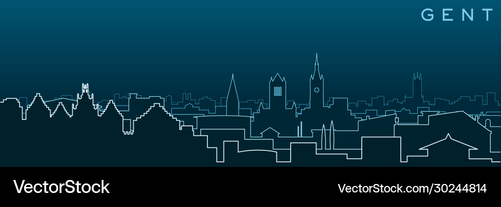 Ghent multiple lines skyline and landmarks Vector Image
