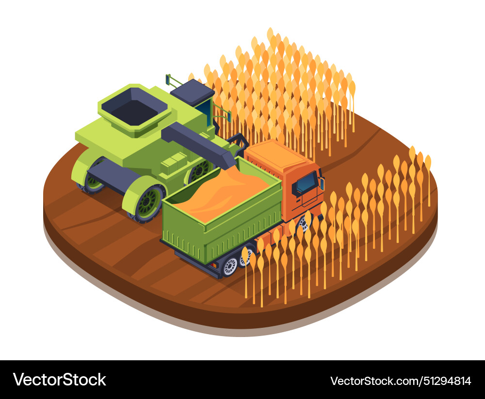 Isometric of a combine harvester Royalty Free Vector Image