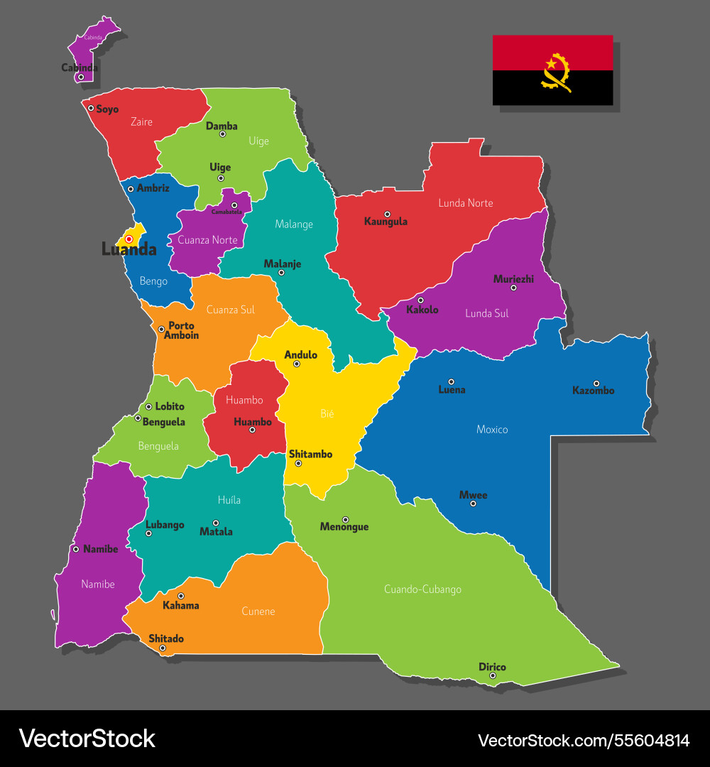 Map of angola Royalty Free Vector Image - VectorStock