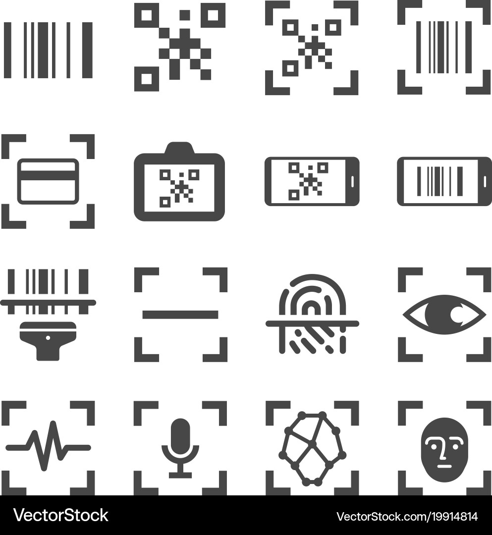 Qr Code Scanner And Bar Scan Line Icon Royalty Free Vector