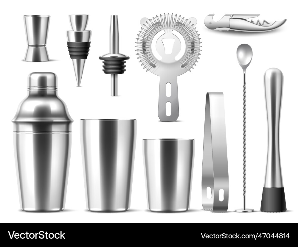 Realistic bartender equipment metal shaker Vector Image