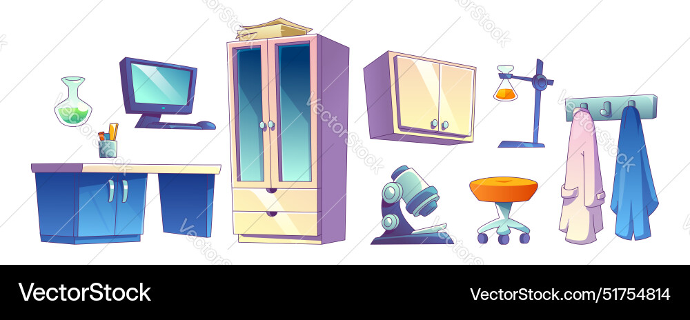 Science research lab room interior cartoon Vector Image