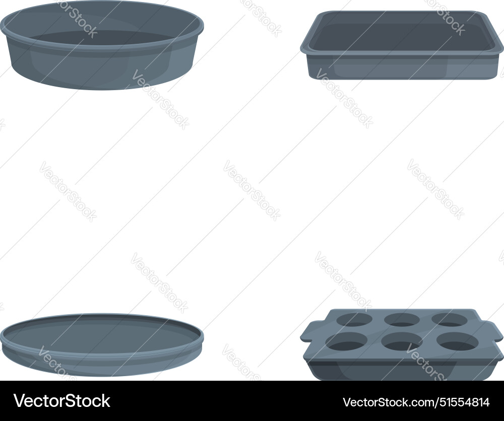 Set of various baking trays and pans icons Vector Image