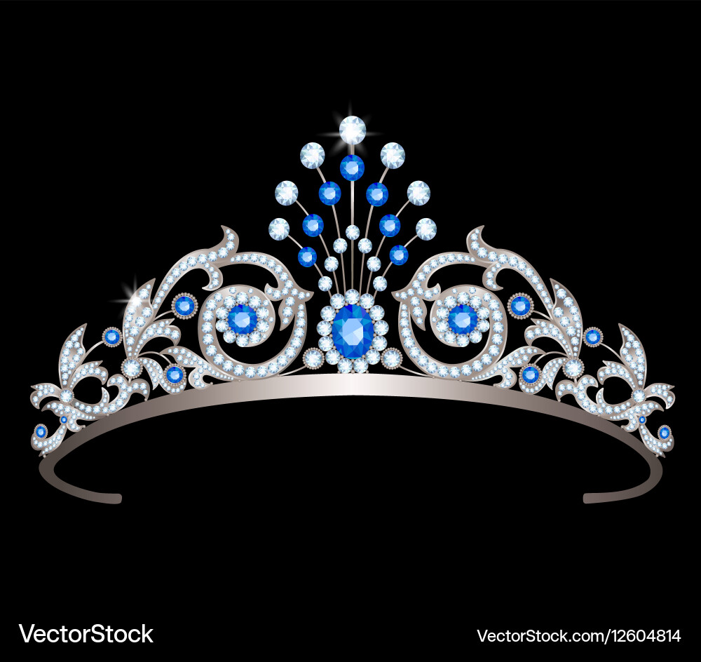 Tiara with sapphires Royalty Free Vector Image