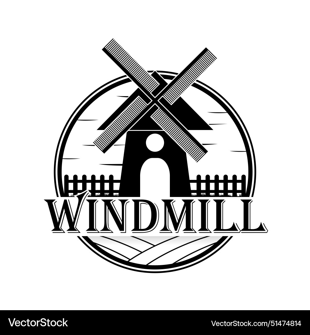 Windmill logo design template on white background Vector Image