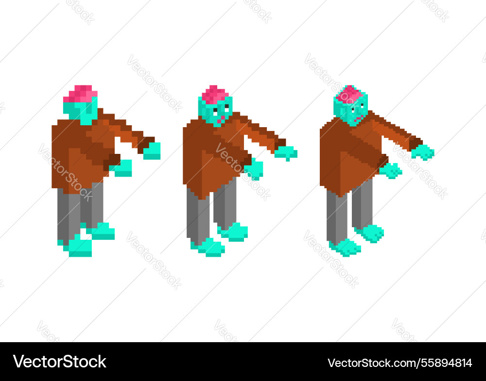 Zombie Pixel Kunst 8 Bit tot Mann Monster pixeled Vektorbild