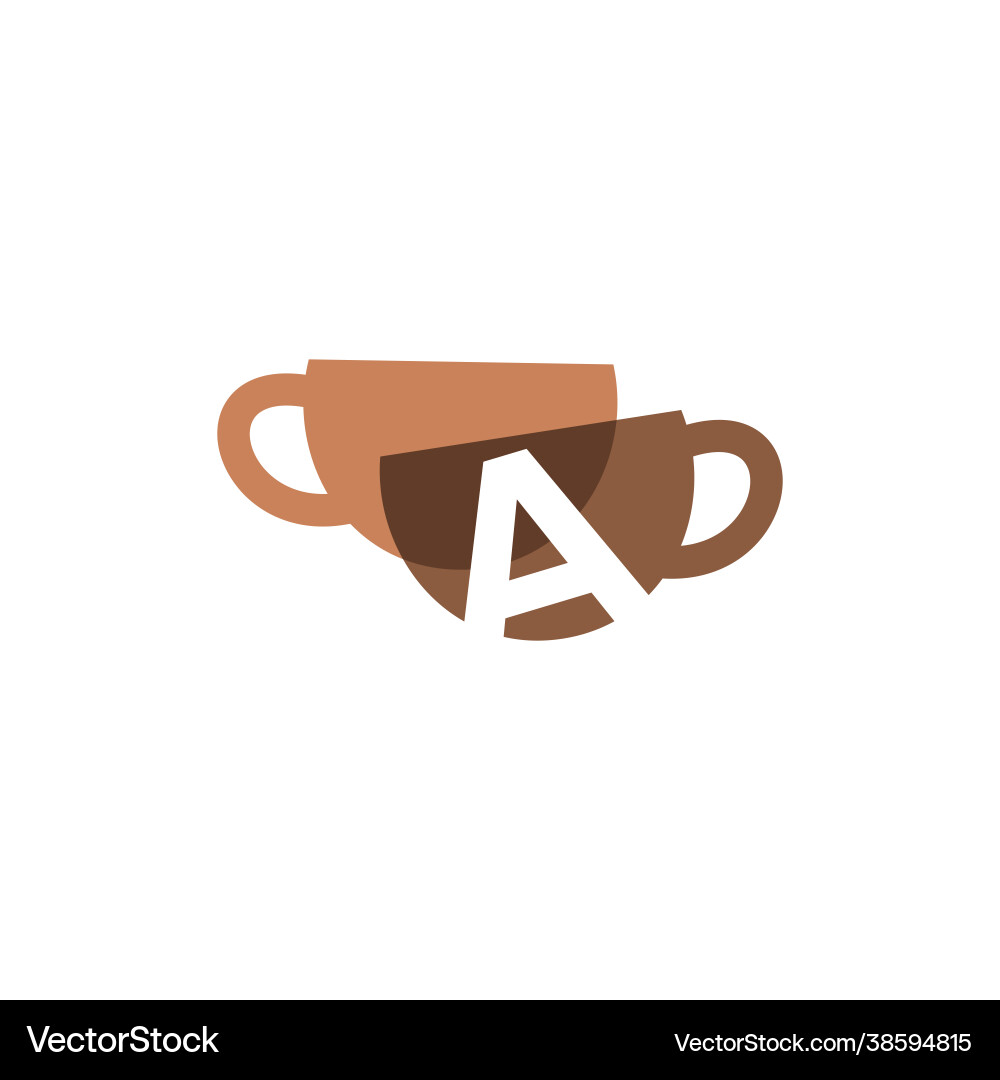 A letter coffee cup overlapping color logo icon Vector Image