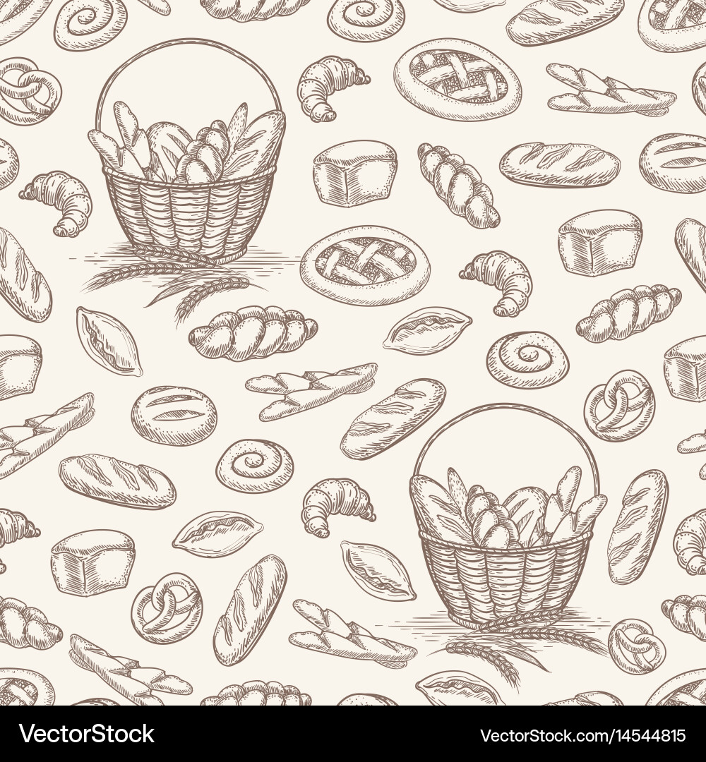 Bakery products seamless pattern Royalty Free Vector Image