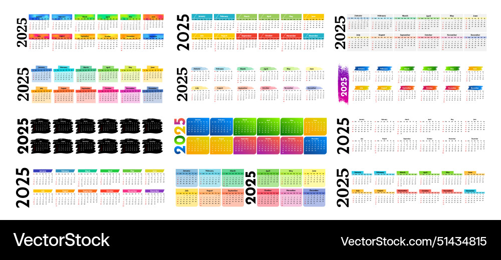 Calendar for 2025 isolated on a white background Vector Image