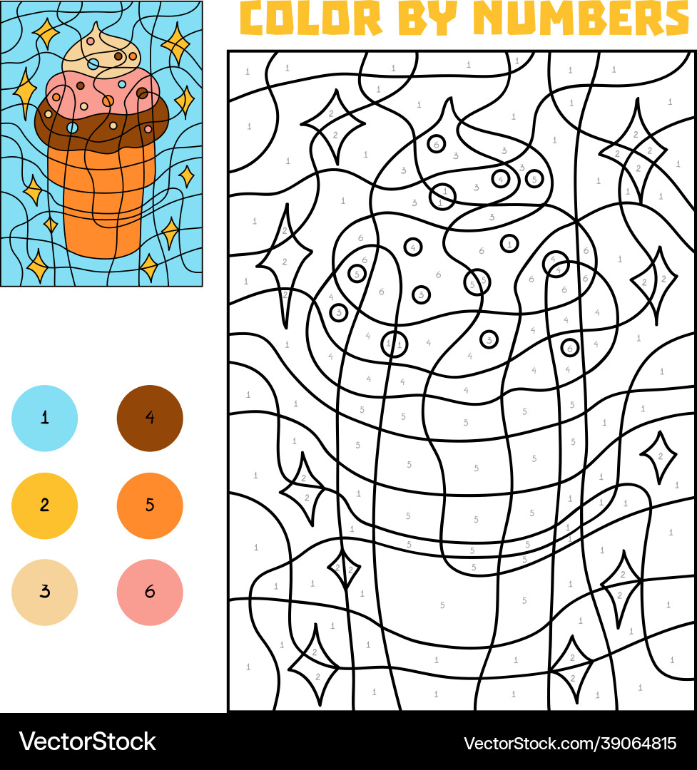 Color by number ice cream Royalty Free Vector Image