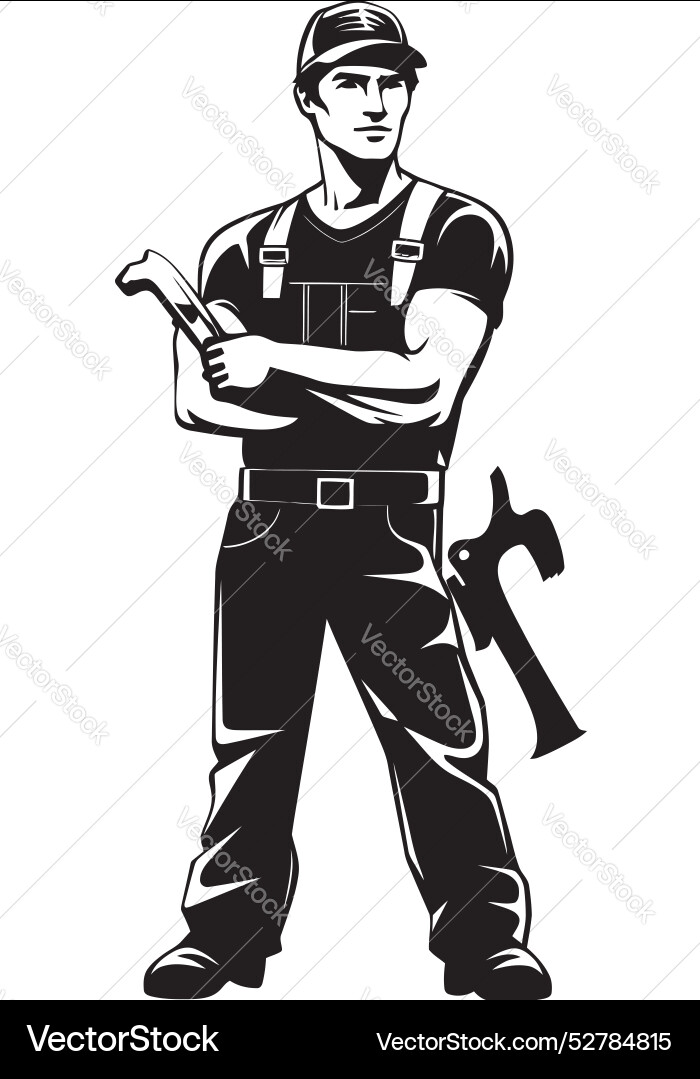 Craftsmanship chronicles logo of hardworking men Vector Image