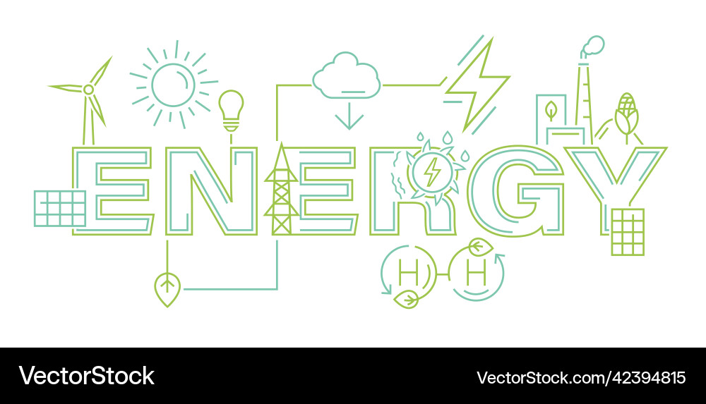 Green energy production creative lettering Vector Image