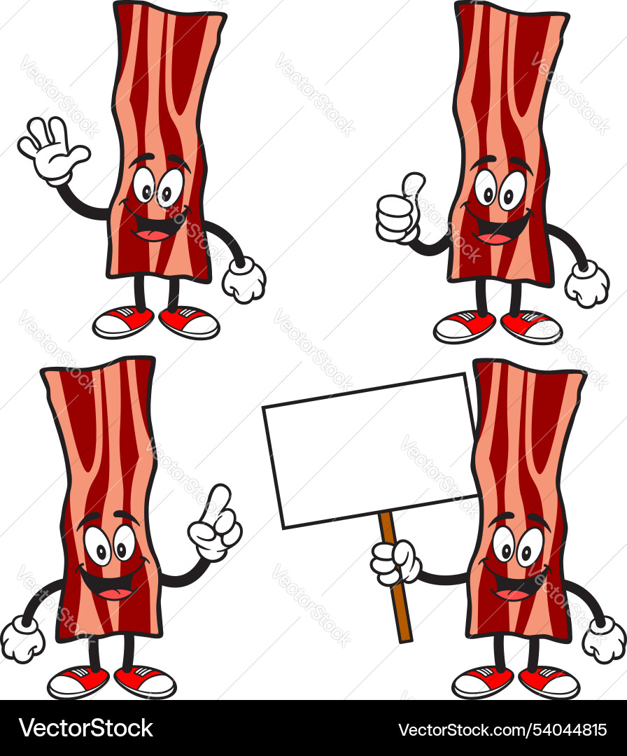 Happy Bacon Character Set Royalty Free Vector Image