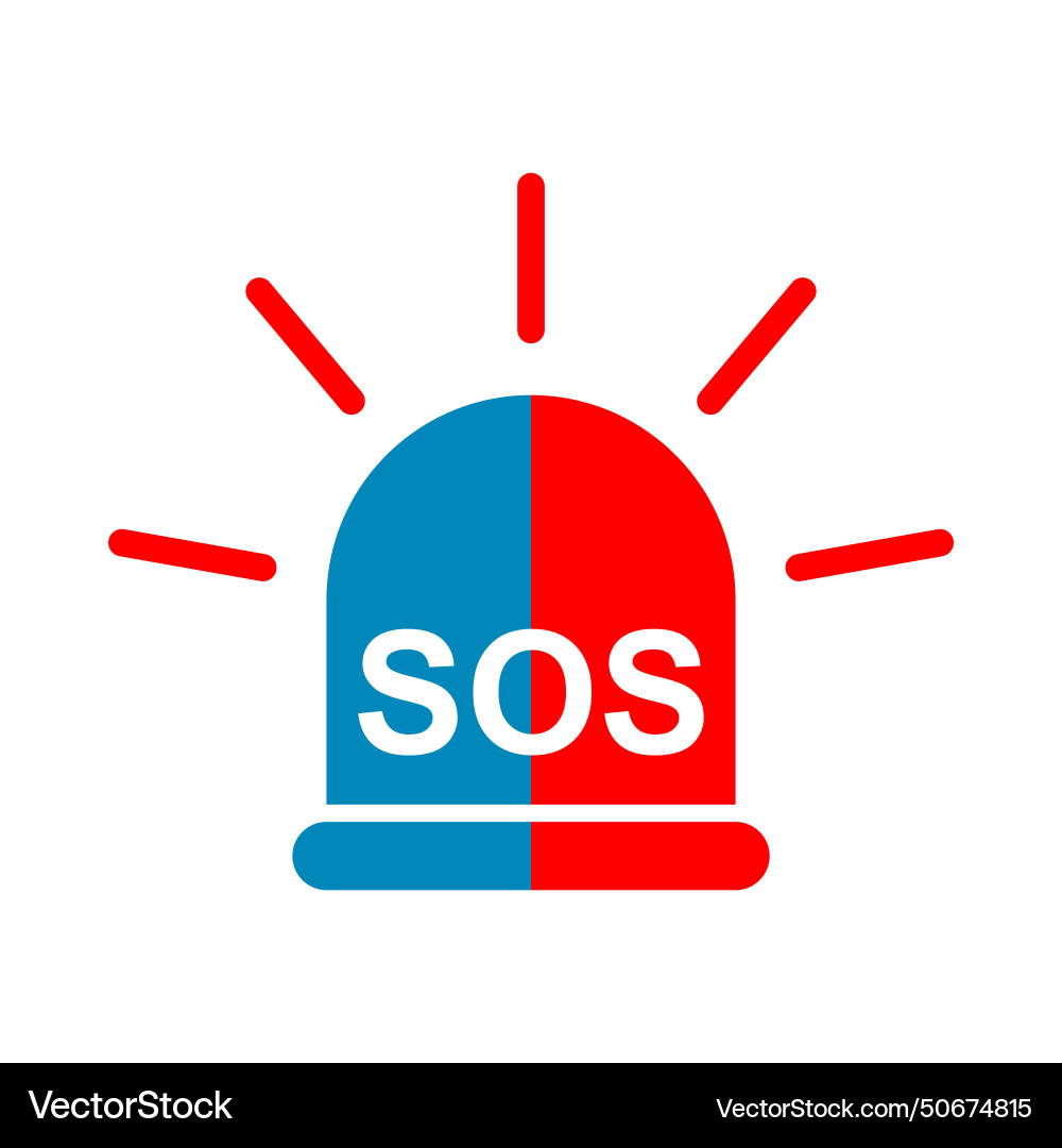 Sos help icon safety support alert flat design Vector Image