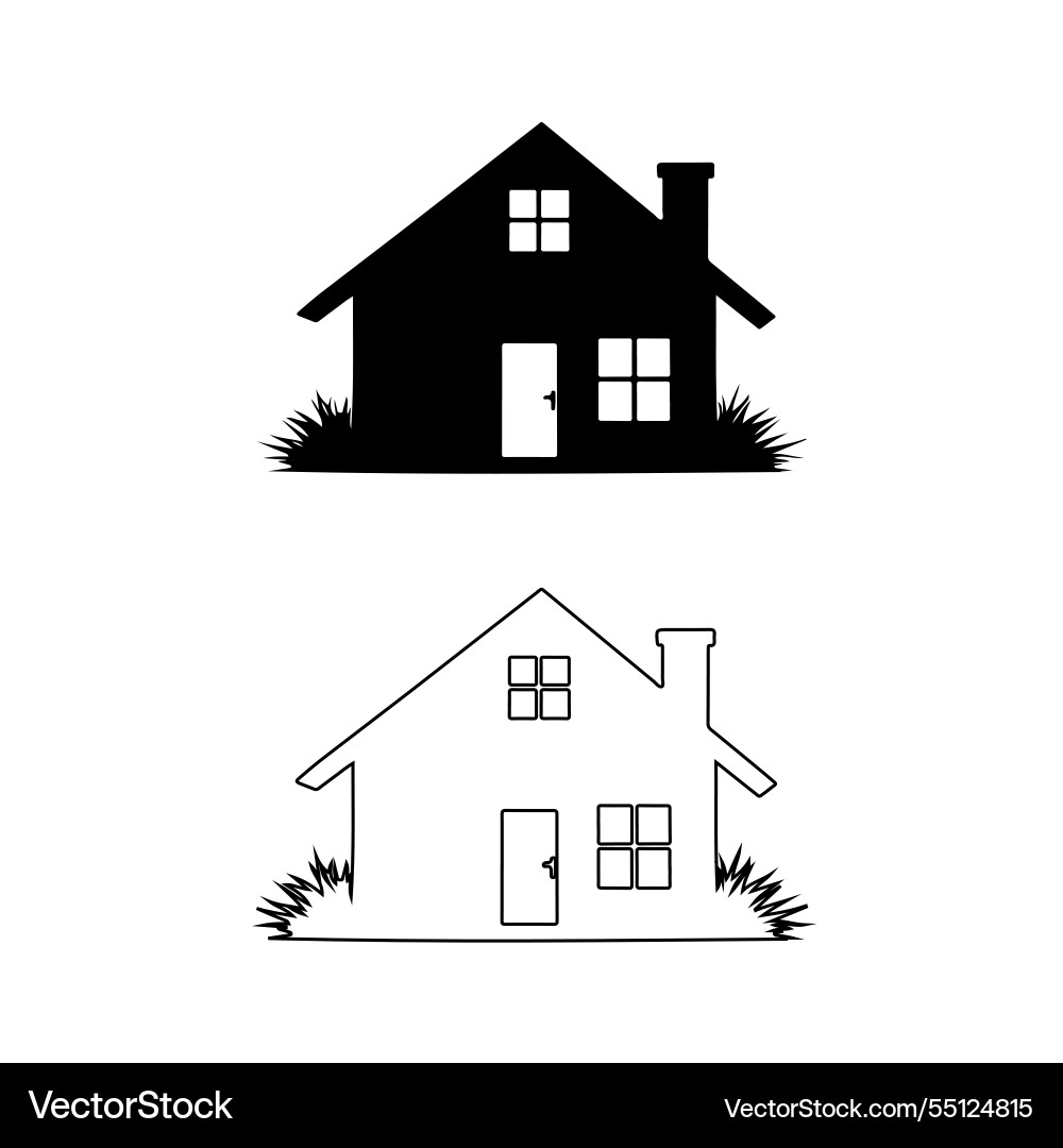 Two simple house silhouettes one black Royalty Free Vector