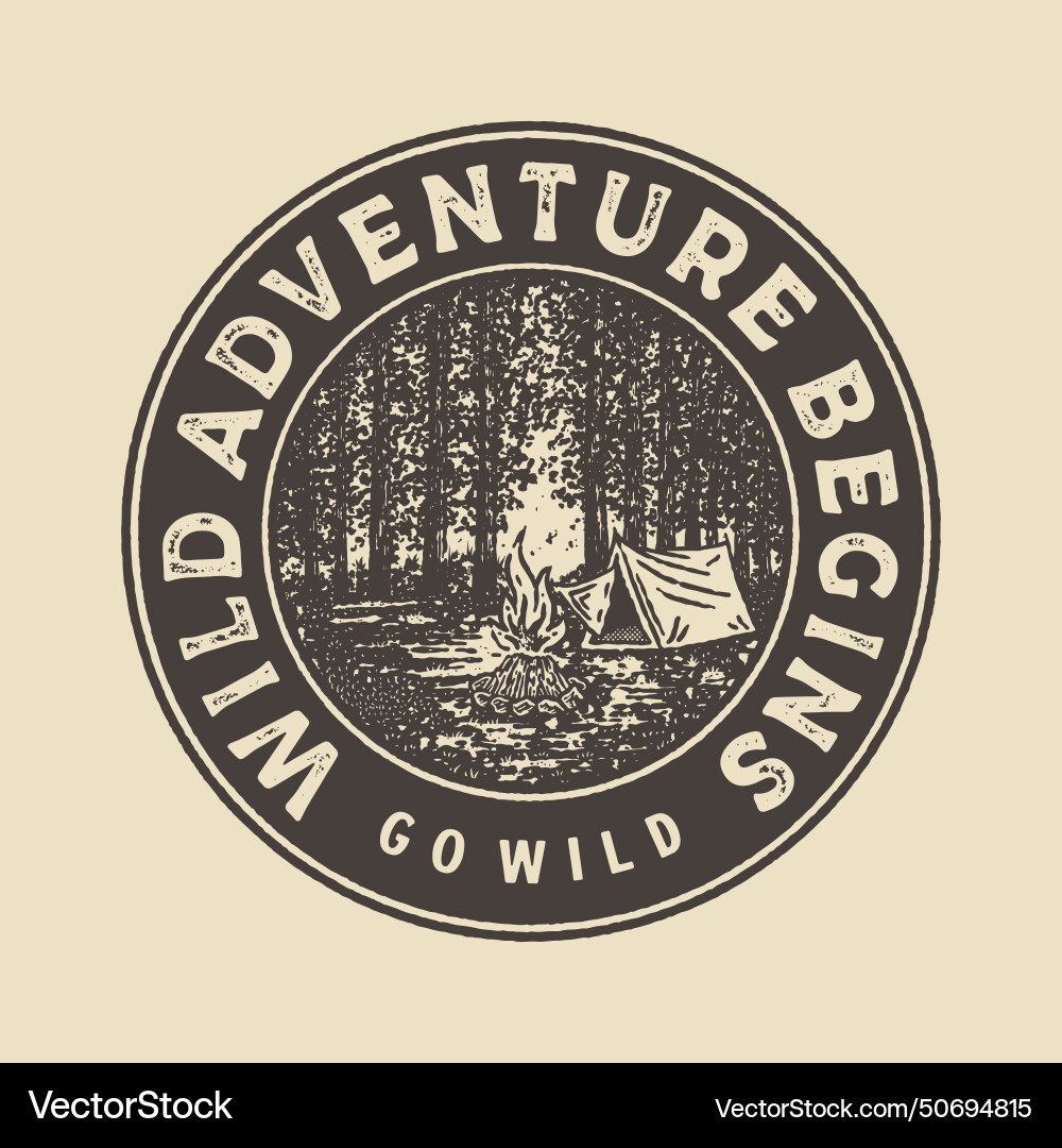 Wild adventure forest camp fire Royalty Free Vector Image