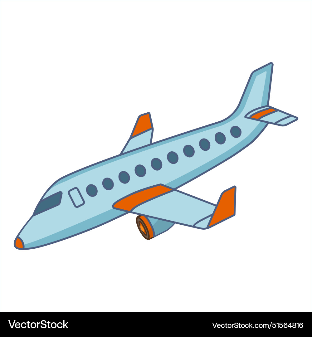 Airplane light blue color with orange tips Vector Image