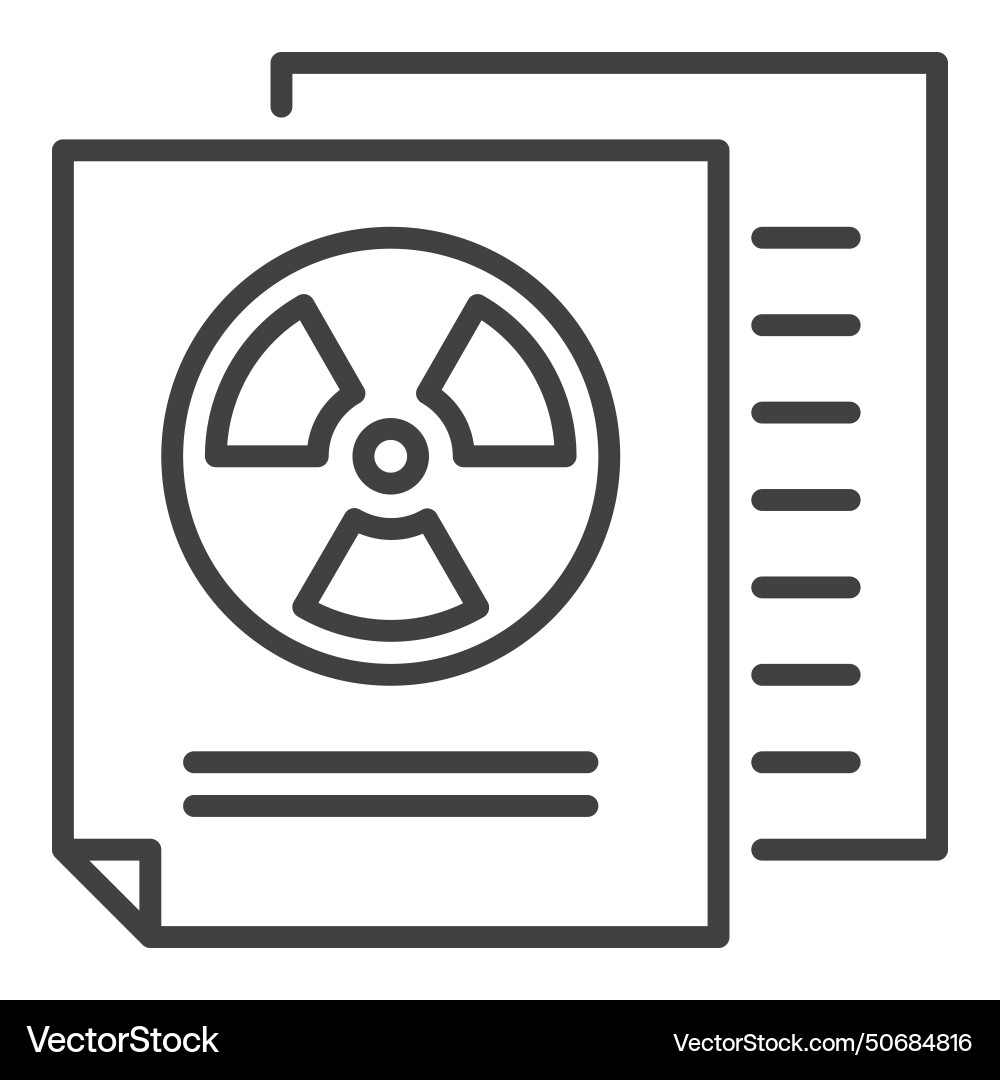 Documents with radiation sign linear icon Vector Image