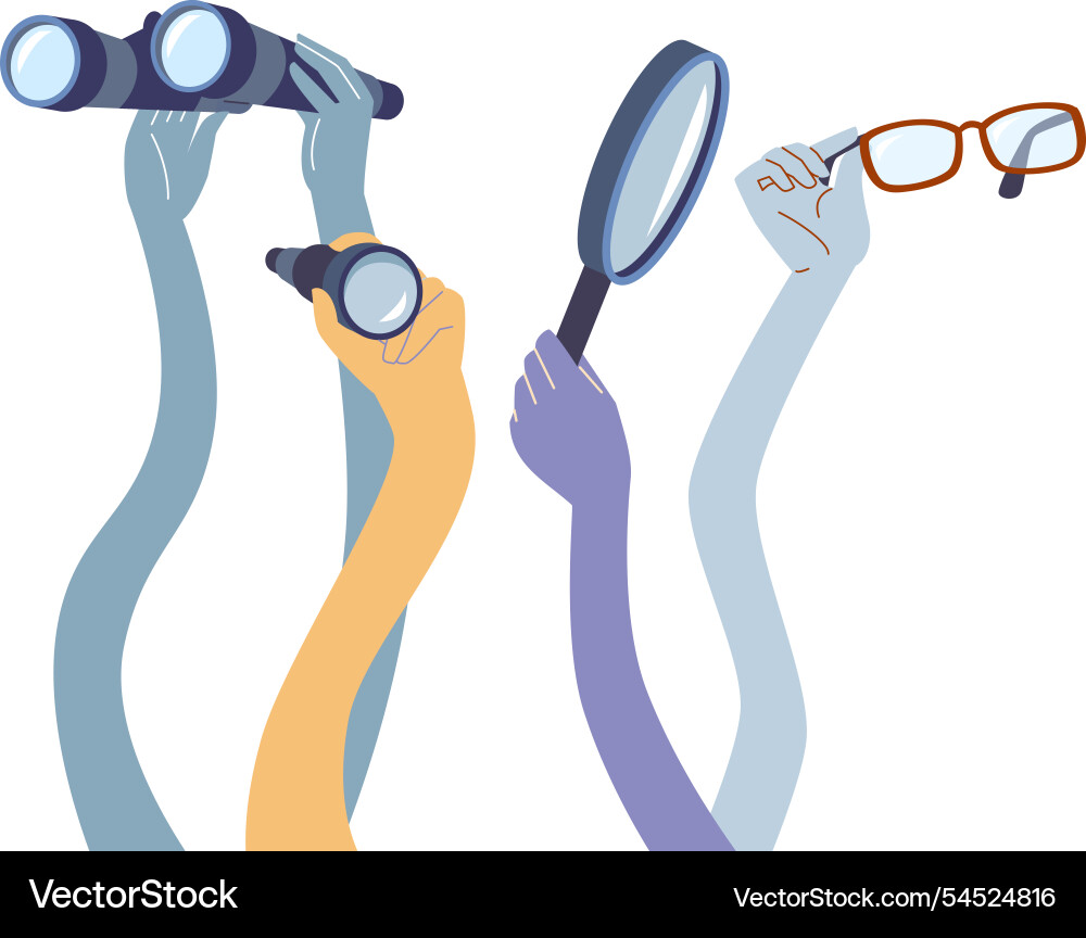 Elastic cartoon hands flexible hand looking Vector Image