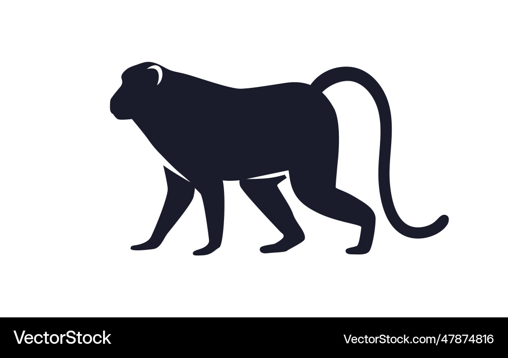 Monkey silhouette black shape ape shadow profile Vector Image