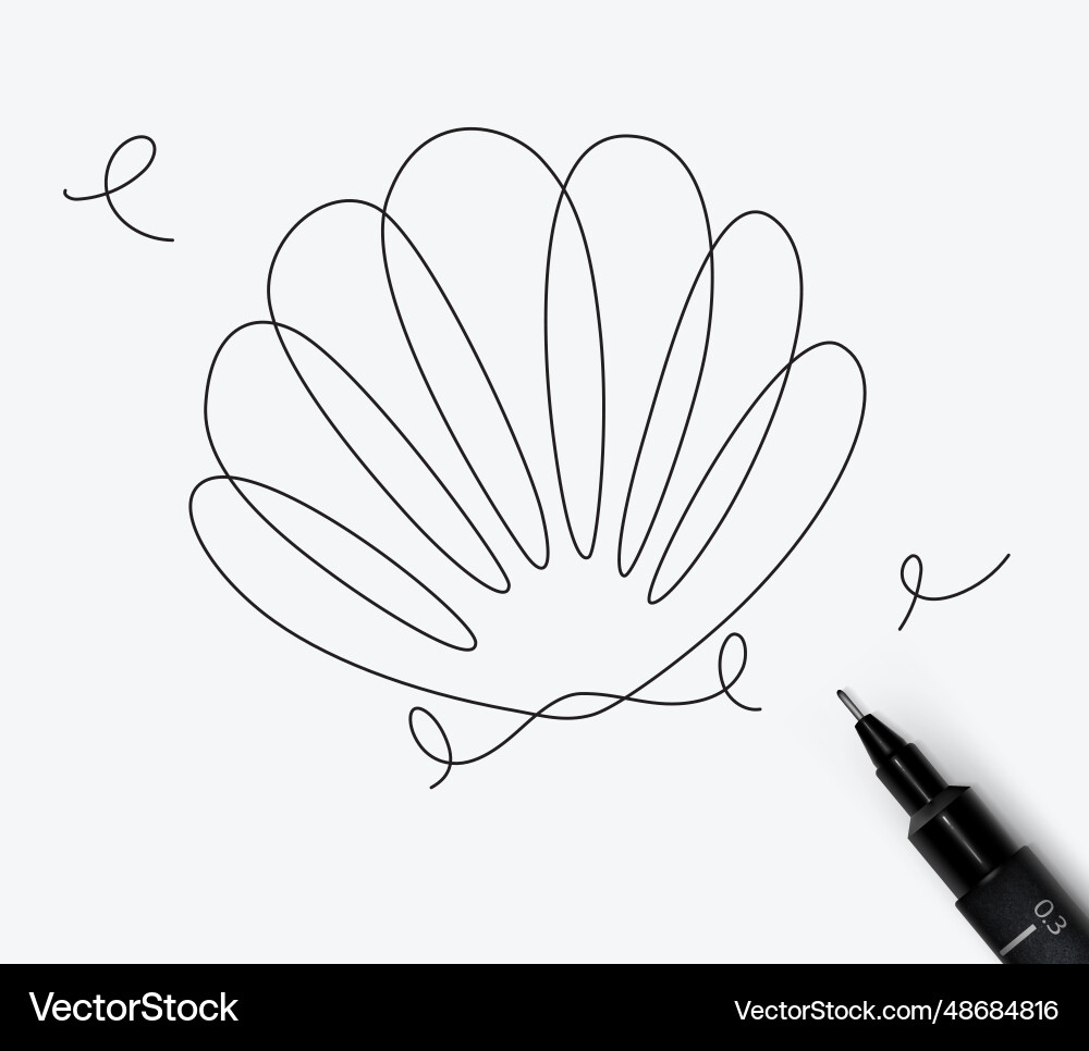 Ocean Shell Pen Drawing Royalty Free Vector Image