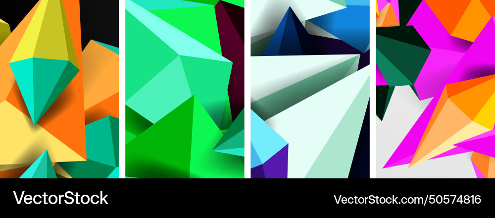 Set of triangle geometric low poly 3d shapes Vector Image