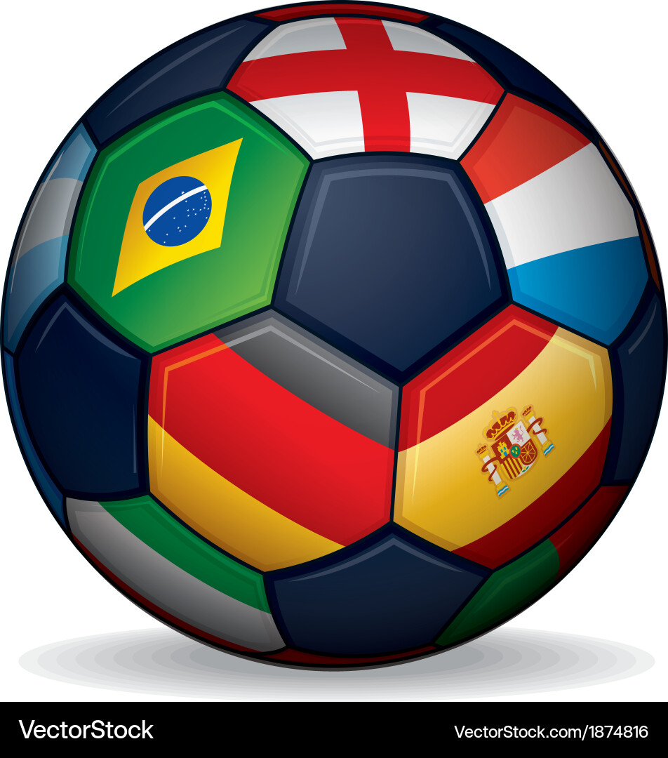 Soccer ball with world flags Royalty Free Vector Image
