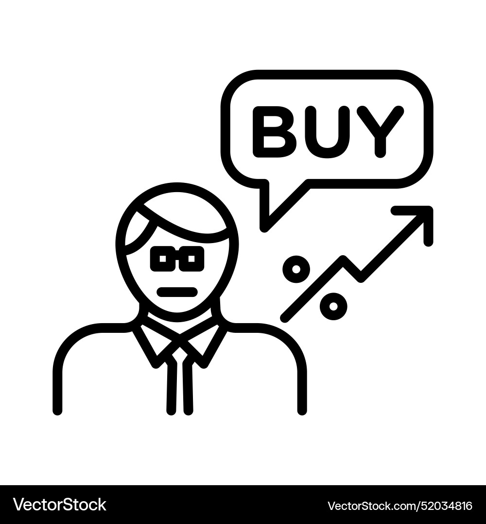 Stock buy linear logo mark in black and white Vector Image