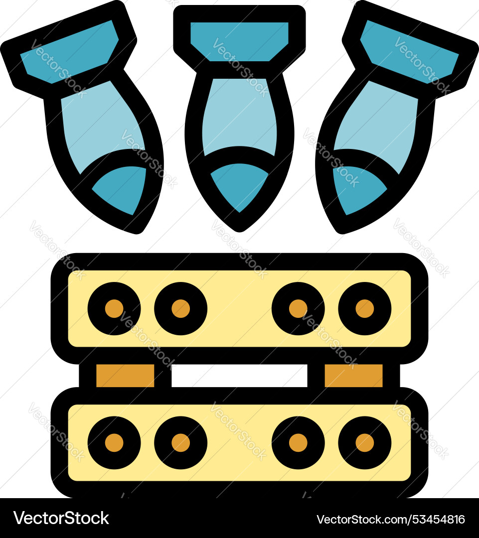 Three bombs falling from sky near wooden pallets Vector Image