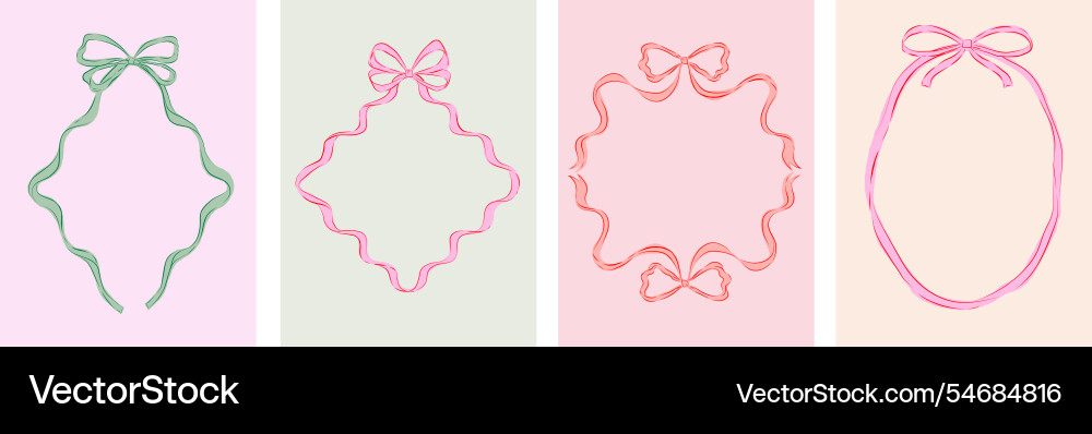 Vintage retro bows frames collection prints Vector Image