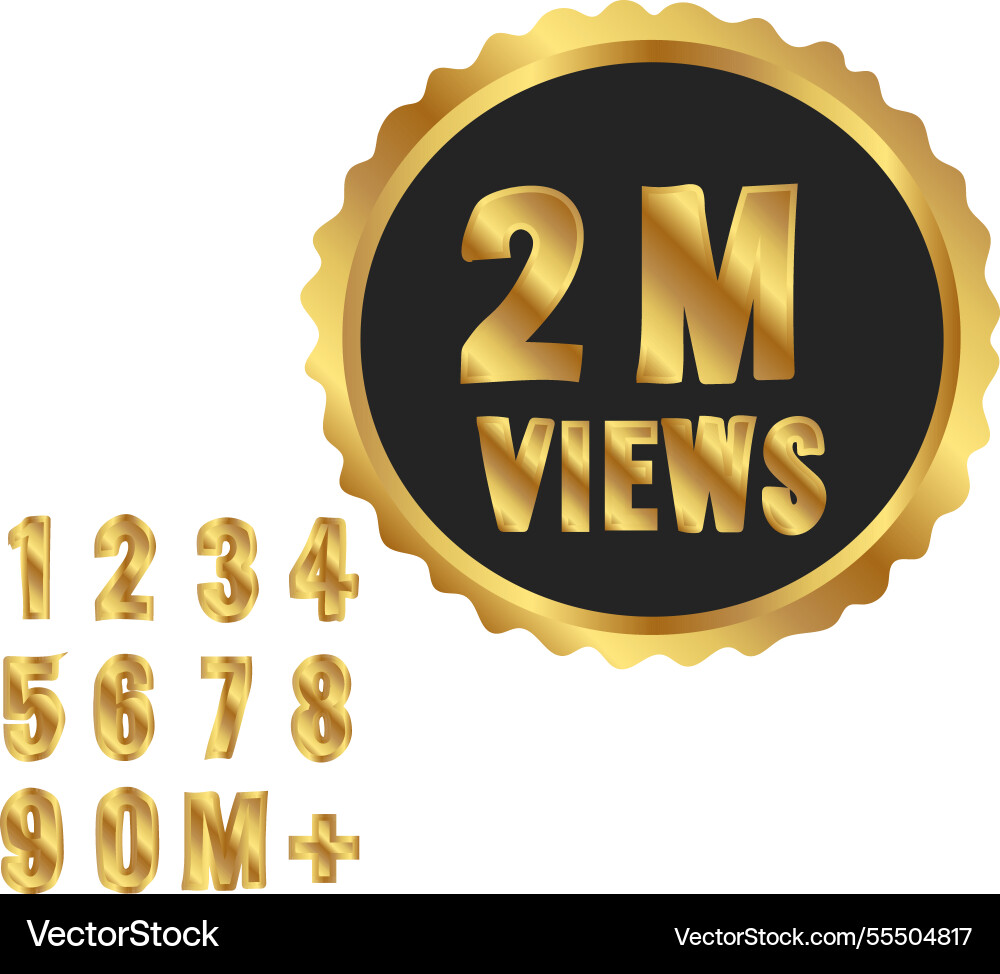 2m count views two million Royalty Free Vector Image