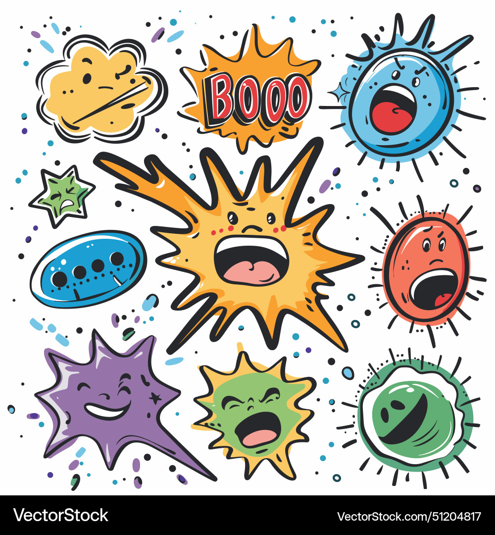 Colorful comic speech bubbles different emotions Vector Image
