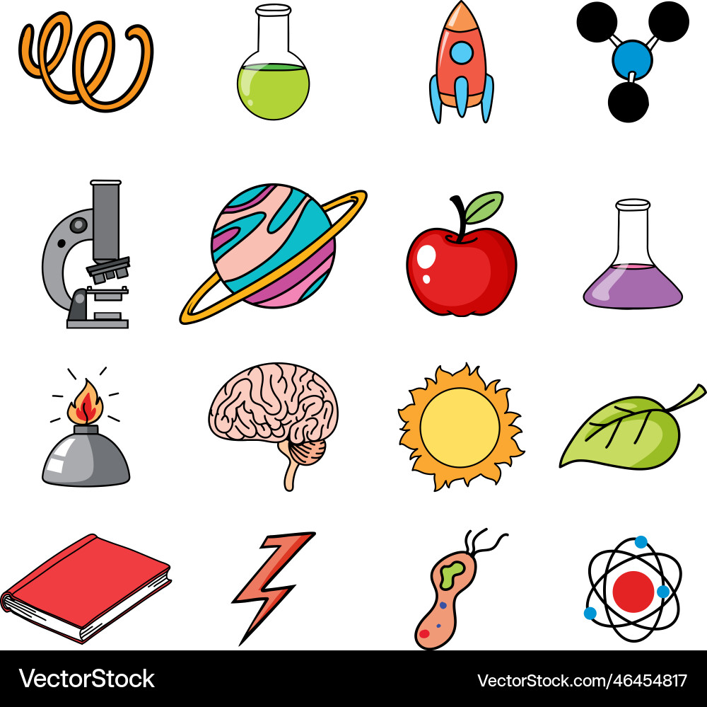 Colorful science icons set Royalty Free Vector Image
