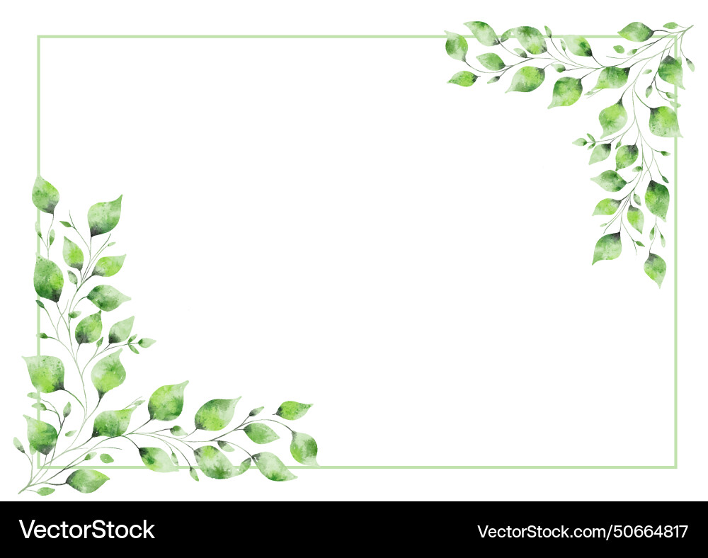 Hand painted watercolour leaves border design Vector Image