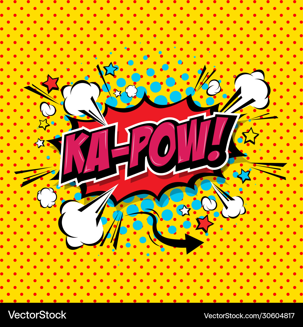 Ka pow comic speech bubble cartoon Royalty Free Vector Image